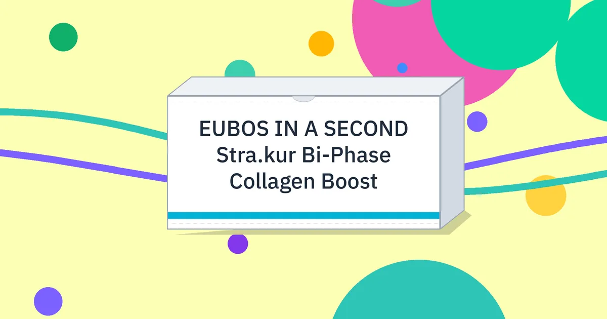 Symbolbild: Packung mit der Aufschrift EUBOS IN A SECOND Stra.kur Bi-Phase Collagen Boost (PZN 15201052) – Verfügbarkeit und Bezug in Apotheken in Frankfurt am Main
