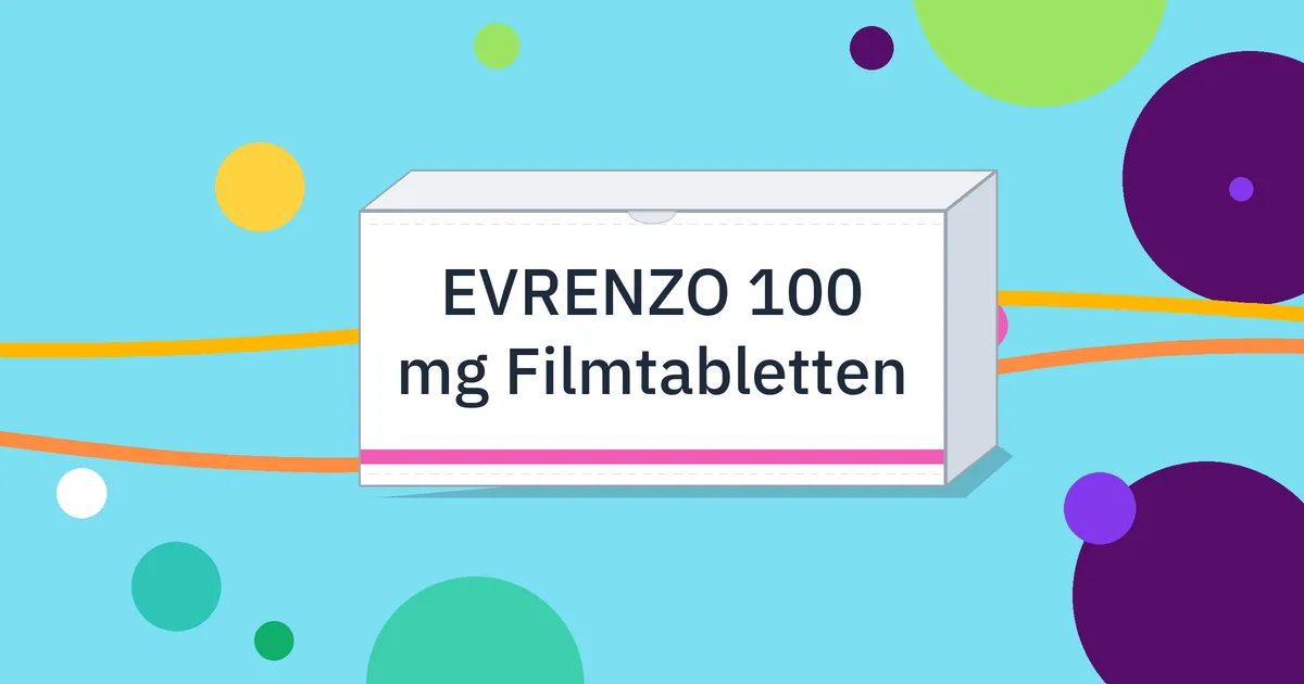 Symbolbild: Packung mit der Aufschrift EVRENZO 100 mg Filmtabletten (PZN 19224245) – Verfügbarkeit und Bezug in Apotheken in Frankfurt am Main