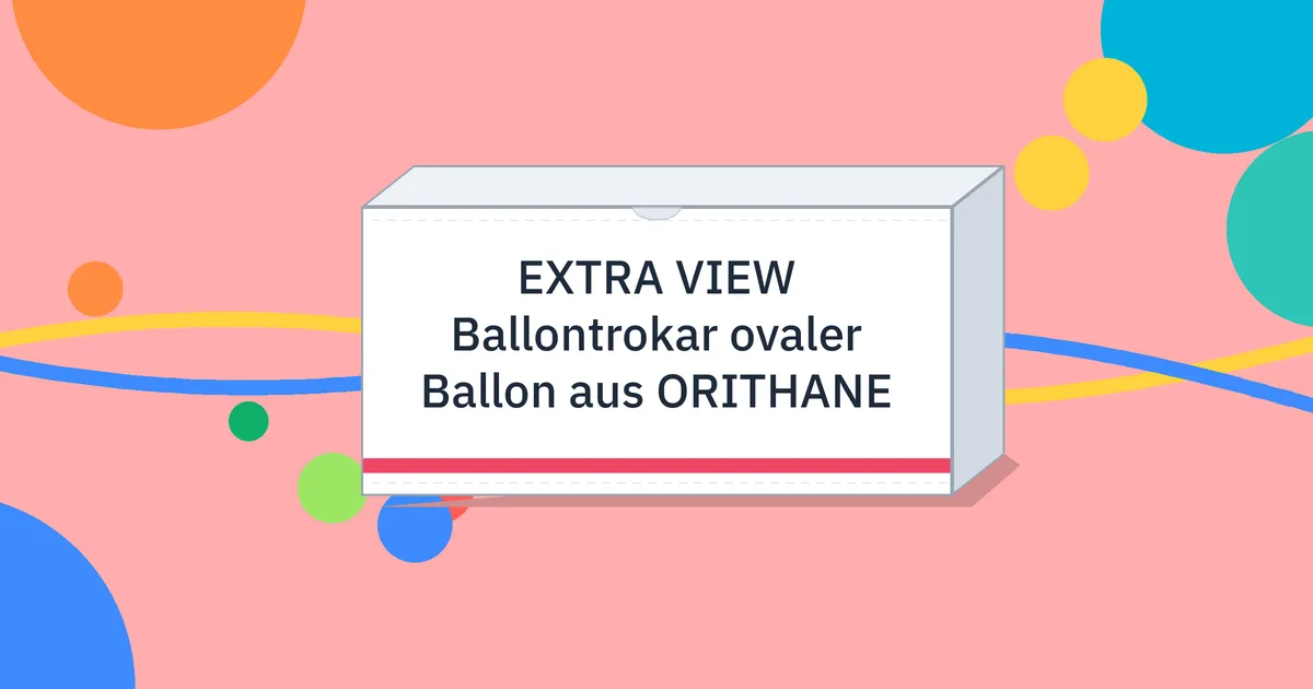 Symbolbild: Packung mit der Aufschrift EXTRA VIEW Ballontrokar ovaler Ballon aus ORITHANE (PZN 18258779) – Verfügbarkeit und Bezug in Apotheken in Frankfurt am Main