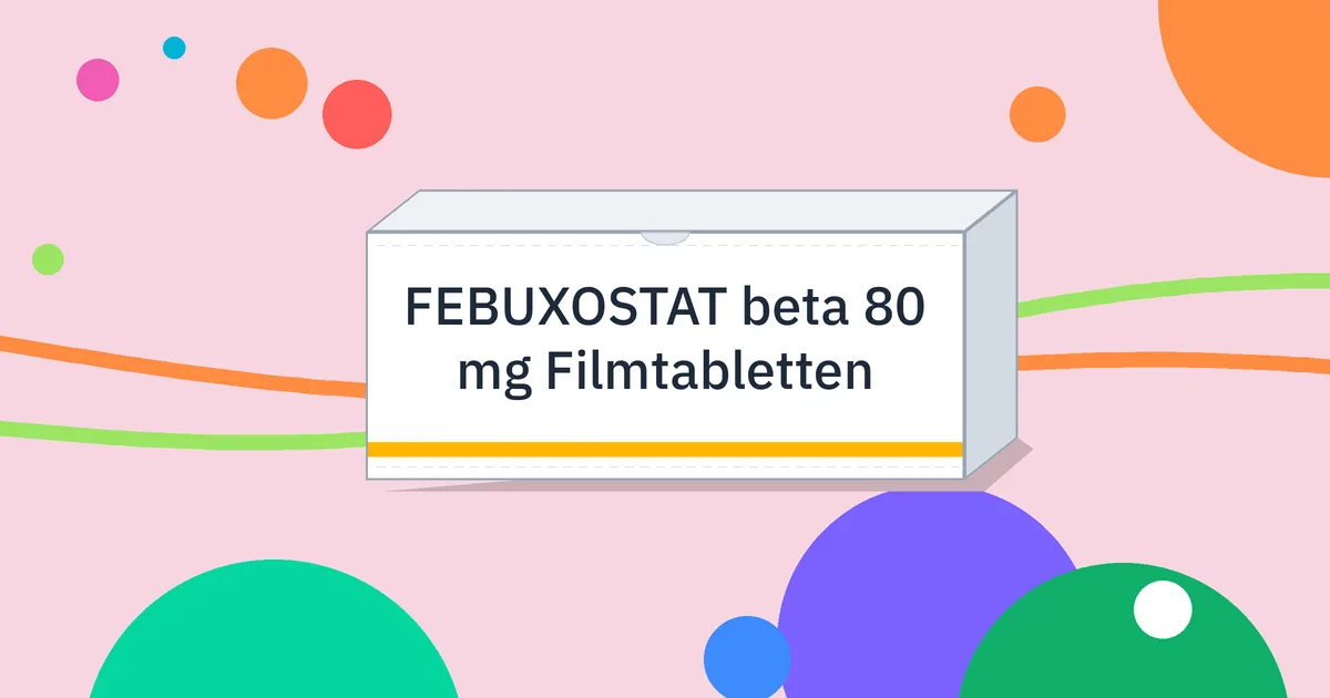 Symbolbild: Packung mit der Aufschrift FEBUXOSTAT beta 80 mg Filmtabletten (PZN 14330907) – Verfügbarkeit und Bezug in Apotheken in Frankfurt am Main