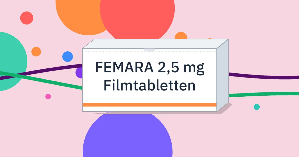 Symbolbild: Packung mit der Aufschrift FEMARA 2,5 mg Filmtabletten (PZN 01605248) – Verfügbarkeit und Bezug in Apotheken in Frankfurt am Main