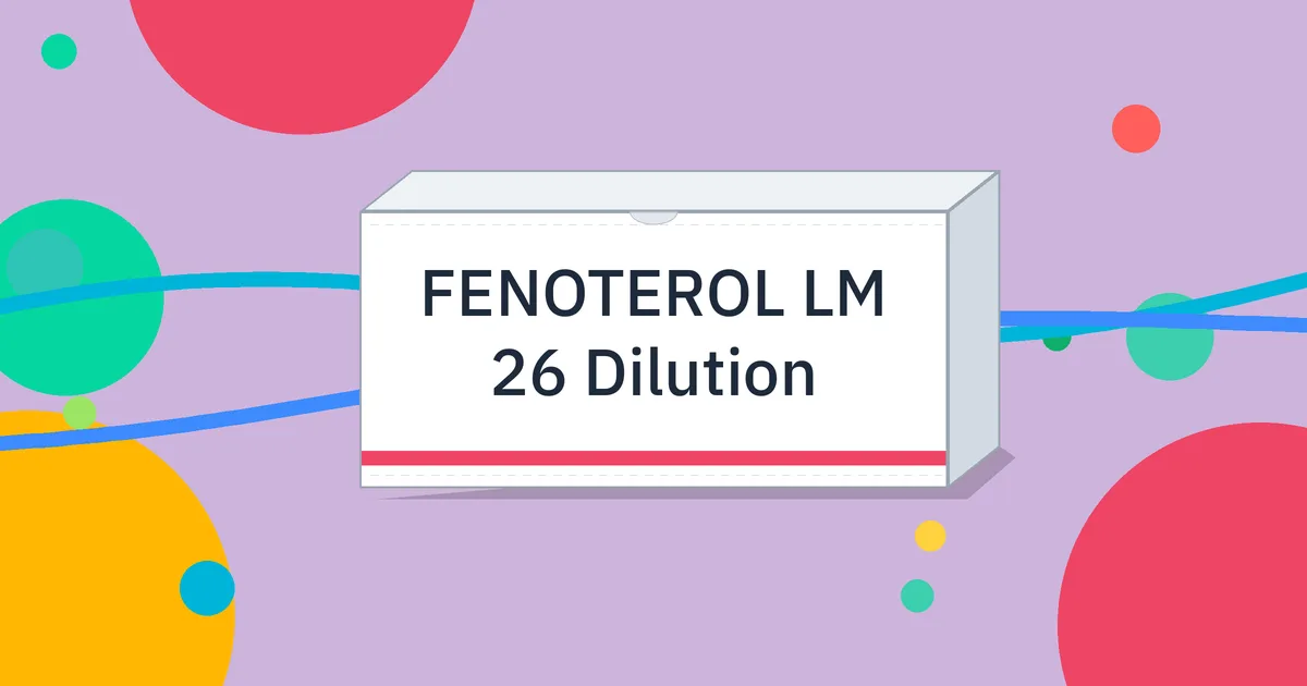Symbolbild: Packung mit der Aufschrift FENOTEROL LM 26 Dilution (PZN 12847279) – Verfügbarkeit und Bezug in Apotheken in Frankfurt am Main