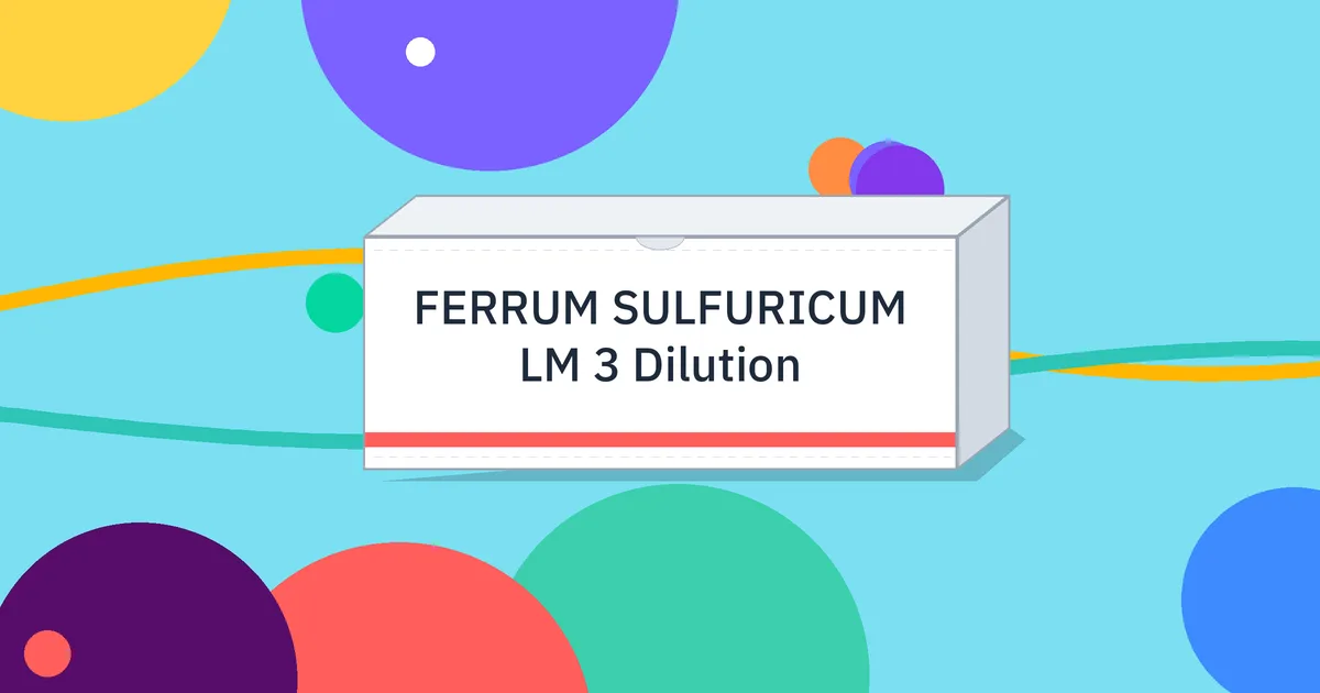 Symbolbild: Packung mit der Aufschrift FERRUM SULFURICUM LM 3 Dilution (PZN 12853400) – Verfügbarkeit und Bezug in Apotheken in Frankfurt am Main