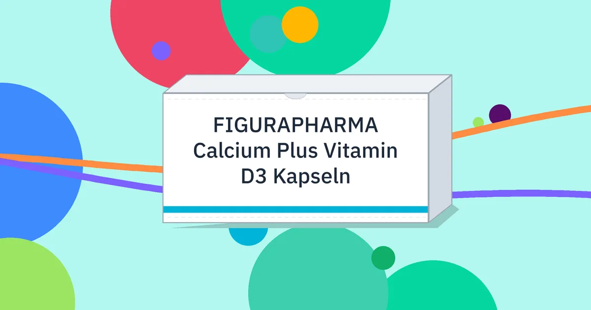 Symbolbild: Packung mit der Aufschrift FIGURAPHARMA Calcium Plus Vitamin D3 Kapseln (PZN 18733737) – Verfügbarkeit und Bezug in Apotheken in Frankfurt am Main