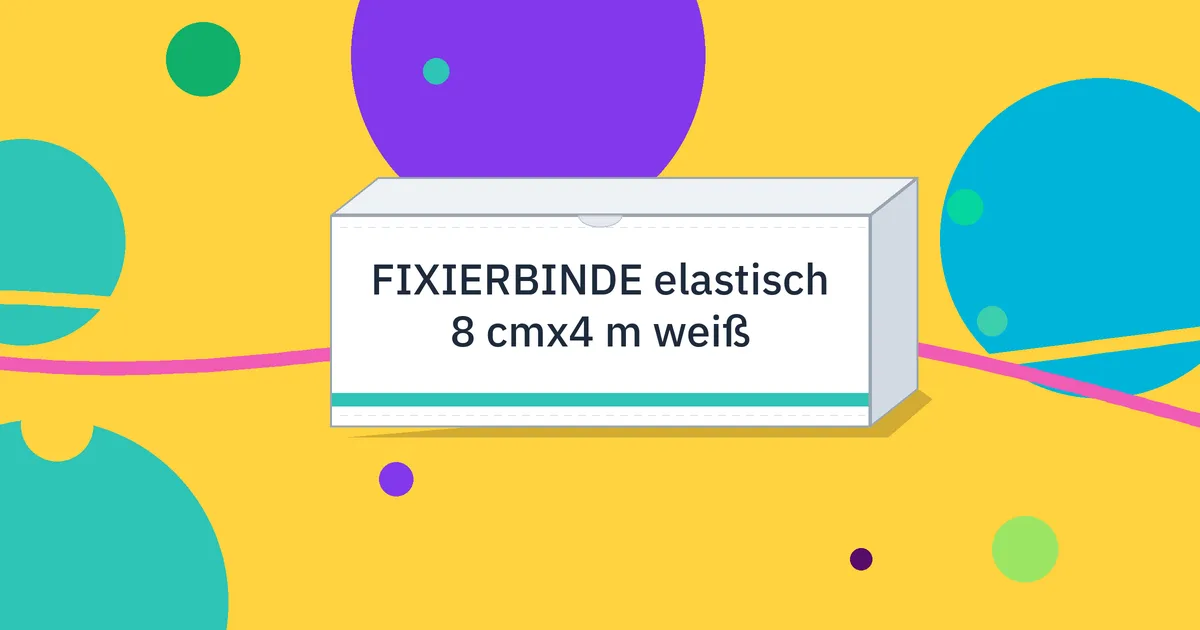 Symbolbild: Packung mit der Aufschrift FIXIERBINDE elastisch 8 cmx4 m weiß (PZN 01960274) – Verfügbarkeit und Bezug in Apotheken in Frankfurt am Main