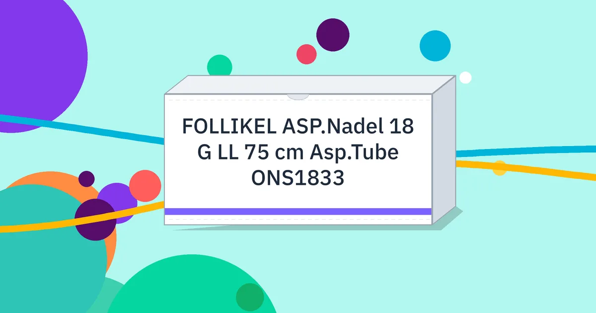 Symbolbild: Packung mit der Aufschrift FOLLIKEL ASP.Nadel 18 G LL 75 cm Asp.Tube ONS1833 (PZN 19055245) – Verfügbarkeit und Bezug in Apotheken in Frankfurt am Main