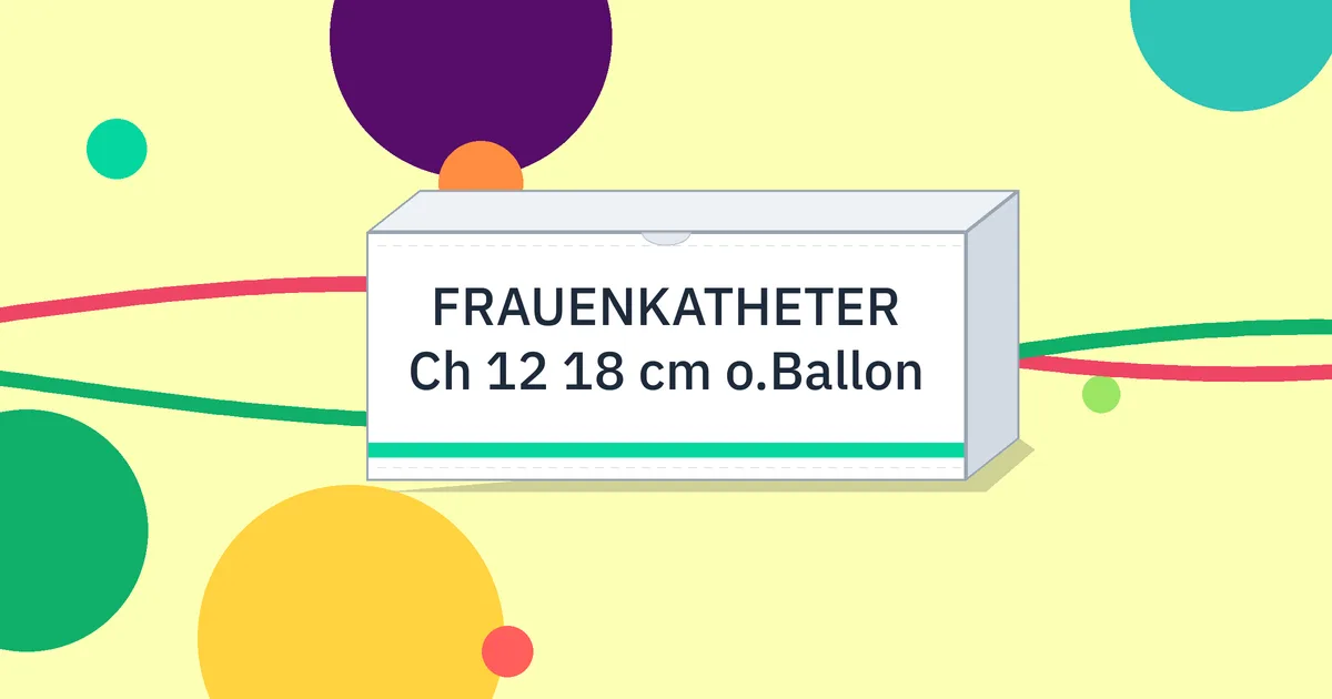 Symbolbild: Packung mit der Aufschrift FRAUENKATHETER Ch 12 18 cm o.Ballon (PZN 09092073) – Verfügbarkeit und Bezug in Apotheken in Frankfurt am Main