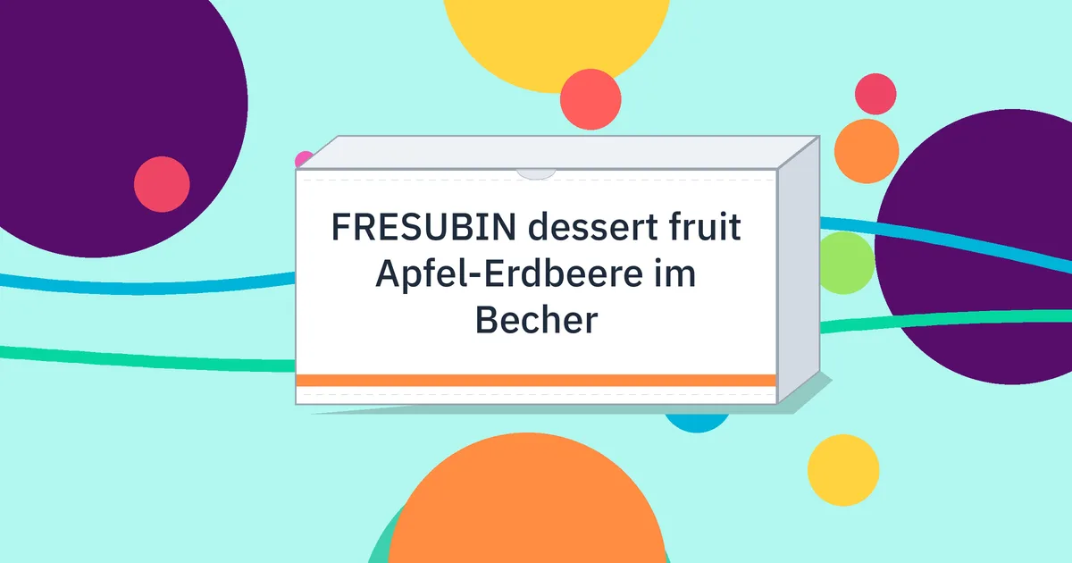 Symbolbild: Packung mit der Aufschrift FRESUBIN dessert fruit Apfel-Erdbeere im Becher (PZN 10271852) – Verfügbarkeit und Bezug in Apotheken in Frankfurt am Main