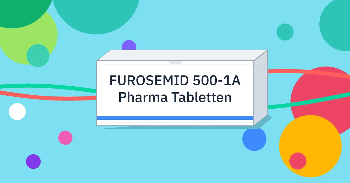 Symbolbild: Packung mit der Aufschrift FUROSEMID 500-1A Pharma Tabletten (PZN 03821045) – Verfügbarkeit und Bezug in Apotheken in Frankfurt am Main