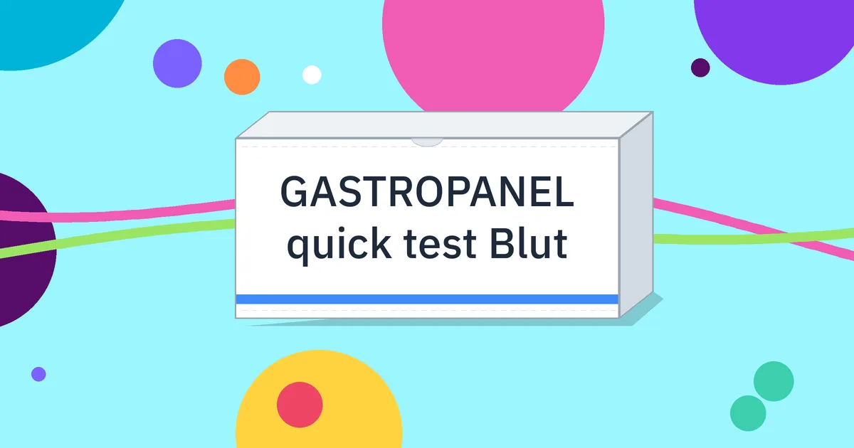 Symbolbild: Packung mit der Aufschrift GASTROPANEL quick test Blut (PZN 17842559) – Verfügbarkeit und Bezug in Apotheken in Frankfurt am Main