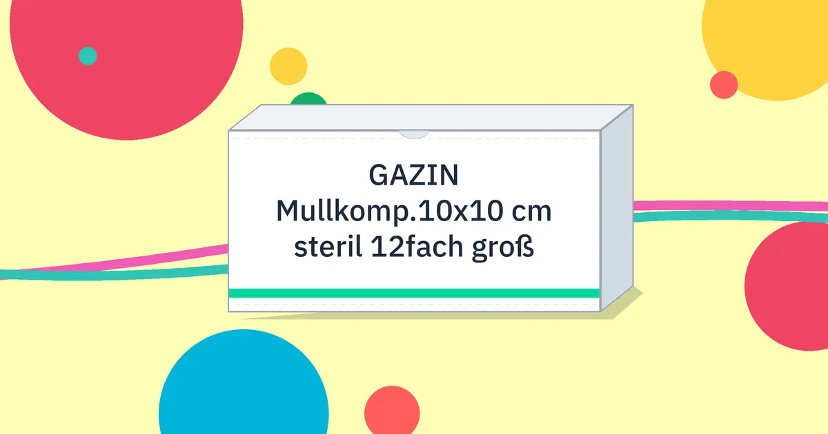 Symbolbild: Packung mit der Aufschrift GAZIN Mullkomp.10x10 cm steril 12fach groß (PZN 17831834) – Verfügbarkeit und Bezug in Apotheken in Frankfurt am Main