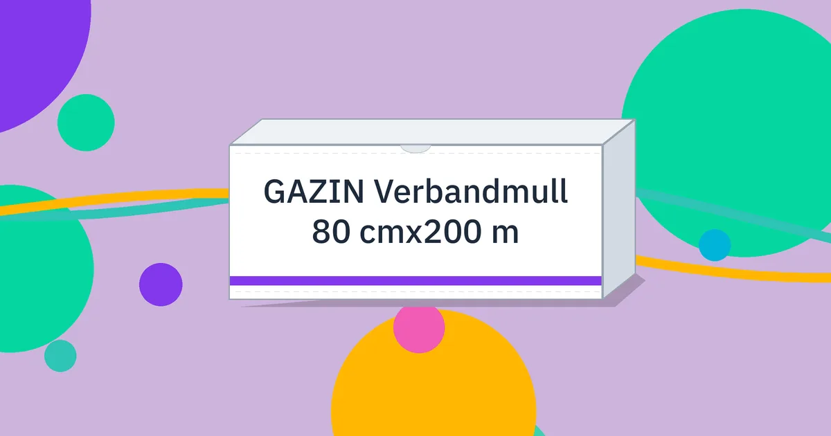 Symbolbild: Packung mit der Aufschrift GAZIN Verbandmull 80 cmx200 m (PZN 02528219) – Verfügbarkeit und Bezug in Apotheken in Frankfurt am Main