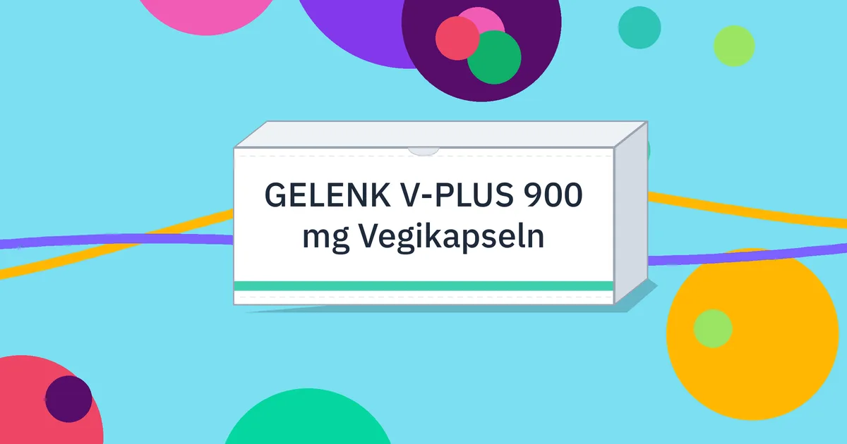 Symbolbild: Packung mit der Aufschrift GELENK V-PLUS 900 mg Vegikapseln (PZN 16665612) – Verfügbarkeit und Bezug in Apotheken in Frankfurt am Main