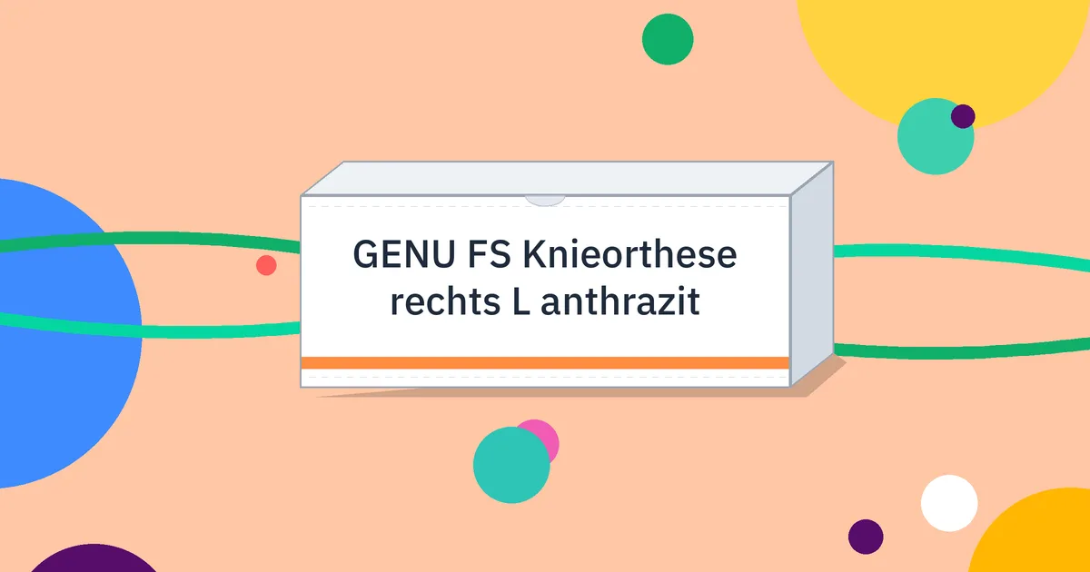 Symbolbild: Packung mit der Aufschrift GENU FS Knieorthese rechts L anthrazit (PZN 14308380) – Verfügbarkeit und Bezug in Apotheken in Frankfurt am Main