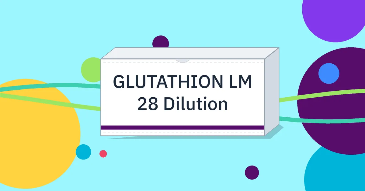 Symbolbild: Packung mit der Aufschrift GLUTATHION LM 28 Dilution (PZN 12880087) – Verfügbarkeit und Bezug in Apotheken in Frankfurt am Main