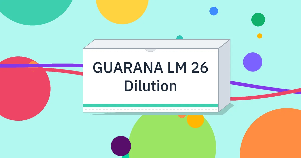 Symbolbild: Packung mit der Aufschrift GUARANA LM 26 Dilution (PZN 12883217) – Verfügbarkeit und Bezug in Apotheken in Frankfurt am Main