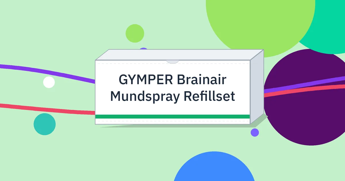 Symbolbild: Packung mit der Aufschrift GYMPER Brainair Mundspray Refillset (PZN 16499527) – Verfügbarkeit und Bezug in Apotheken in Frankfurt am Main