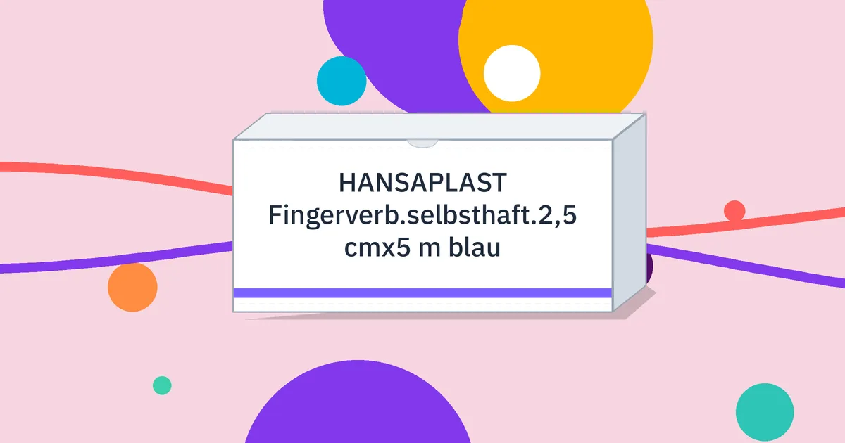 Symbolbild: Packung mit der Aufschrift HANSAPLAST Fingerverb.selbsthaft.2,5 cmx5 m blau (PZN 16703229) – Verfügbarkeit und Bezug in Apotheken in Frankfurt am Main