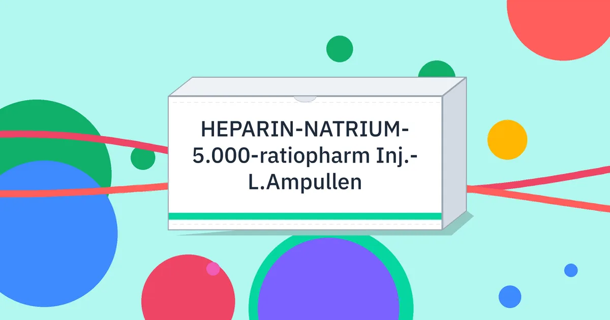 Symbolbild: Packung mit der Aufschrift HEPARIN-NATRIUM-5.000-ratiopharm Inj.-L.Ampullen (PZN 03029820) – Verfügbarkeit und Bezug in Apotheken in Frankfurt am Main