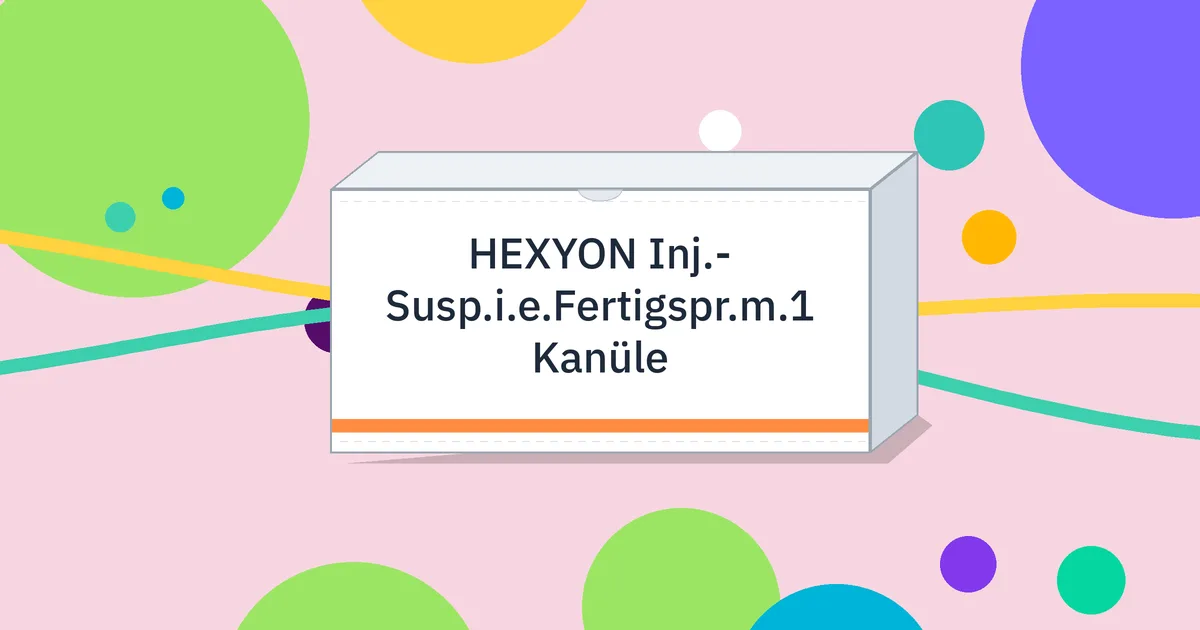 Symbolbild: Packung mit der Aufschrift HEXYON Inj.-Susp.i.e.Fertigspr.m.1 Kanüle (PZN 19691219) – Verfügbarkeit und Bezug in Apotheken in Frankfurt am Main