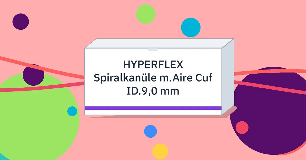 Symbolbild: Packung mit der Aufschrift HYPERFLEX Spiralkanüle m.Aire Cuf ID.9,0 mm (PZN 06827083) – Verfügbarkeit und Bezug in Apotheken in Frankfurt am Main