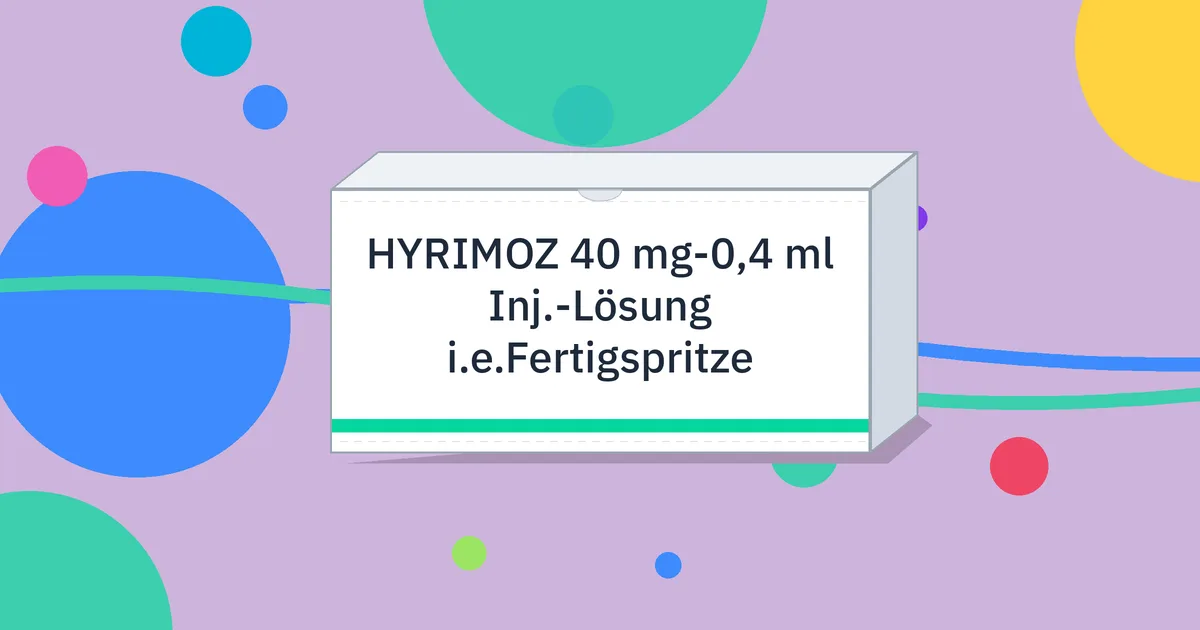 Symbolbild: Packung mit der Aufschrift HYRIMOZ 40 mg-0,4 ml Inj.-Lösung i.e.Fertigspritze (PZN 19291684) – Verfügbarkeit und Bezug in Apotheken in Frankfurt am Main