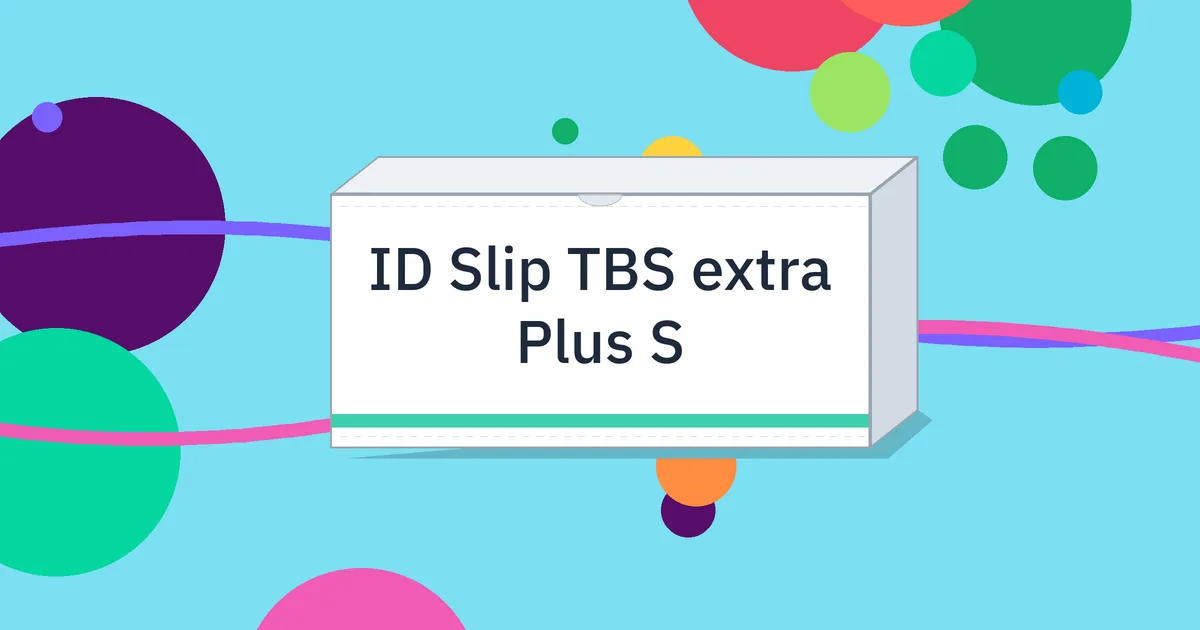Symbolbild: Packung mit der Aufschrift ID Slip TBS extra Plus S (PZN 17857294) – Verfügbarkeit und Bezug in Apotheken in Frankfurt am Main