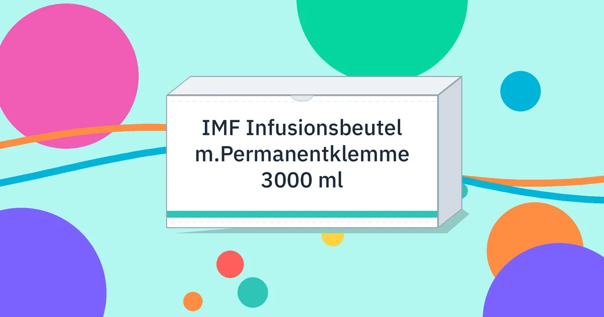 Symbolbild: Packung mit der Aufschrift IMF Infusionsbeutel m.Permanentklemme 3000 ml (PZN 11482315) – Verfügbarkeit und Bezug in Apotheken in Frankfurt am Main