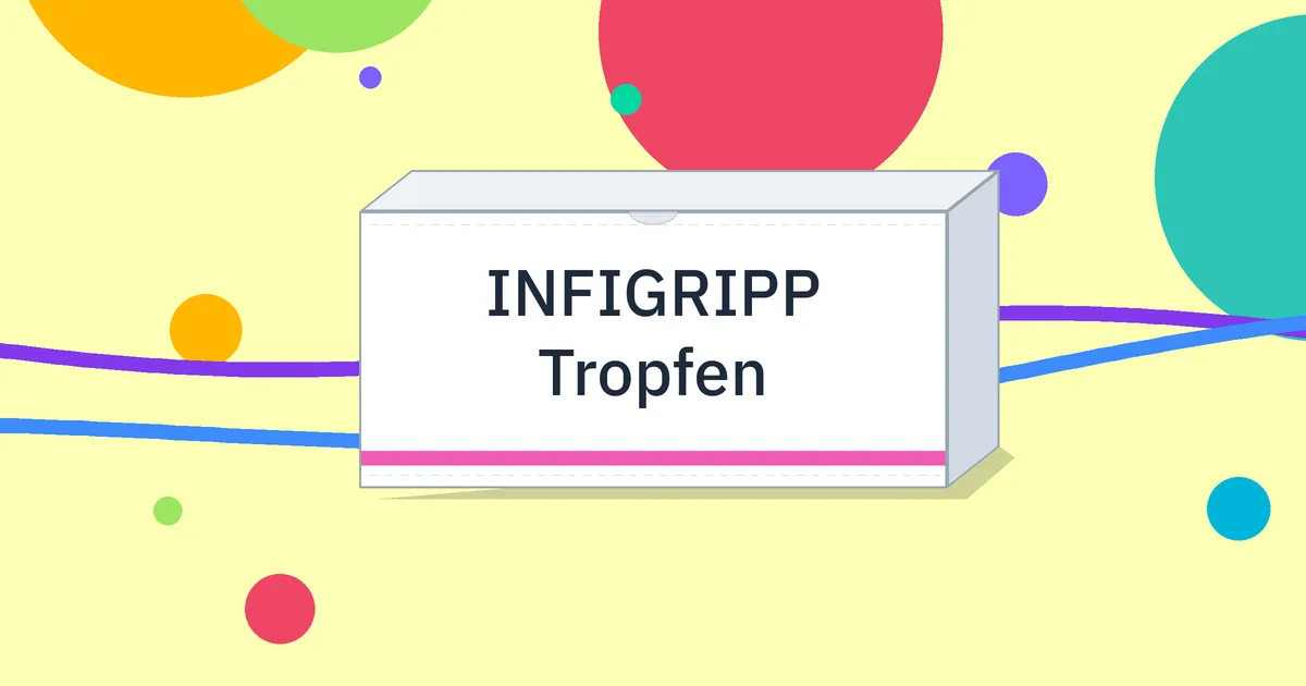 Symbolbild: Packung mit der Aufschrift INFIGRIPP Tropfen (PZN 01291790) – Verfügbarkeit und Bezug in Apotheken in Frankfurt am Main