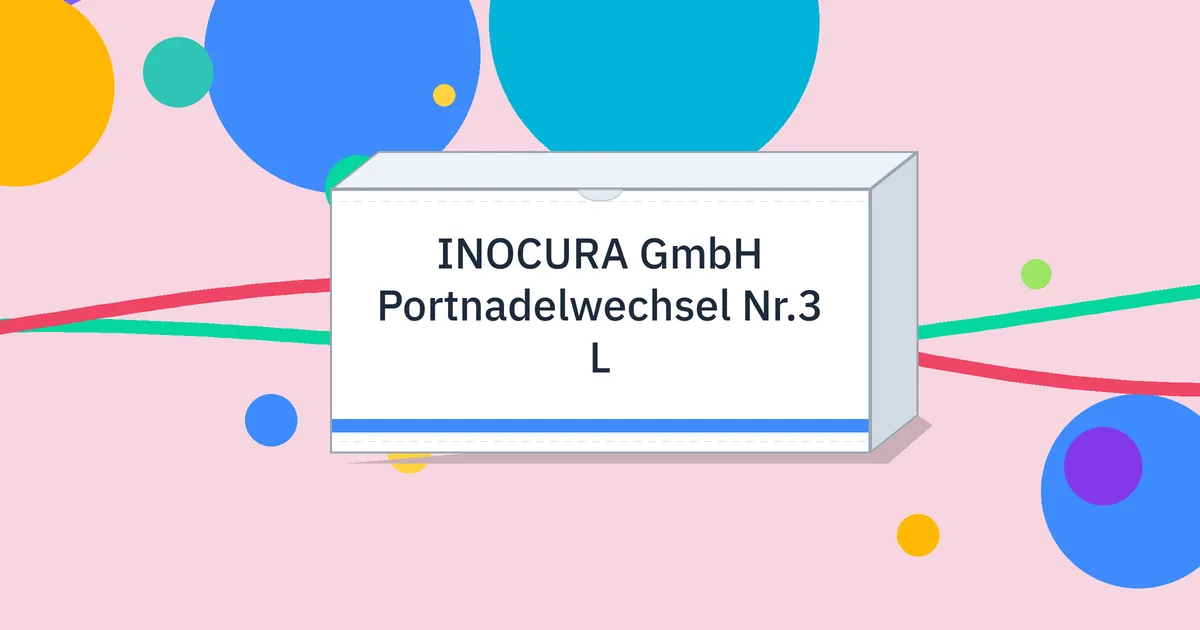 Symbolbild: Packung mit der Aufschrift INOCURA GmbH Portnadelwechsel Nr.3 L (PZN 11167128) – Verfügbarkeit und Bezug in Apotheken in Frankfurt am Main