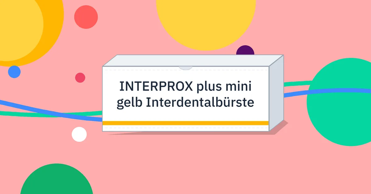 Symbolbild: Packung mit der Aufschrift INTERPROX plus mini gelb Interdentalbürste (PZN 05703611) – Verfügbarkeit und Bezug in Apotheken in Frankfurt am Main