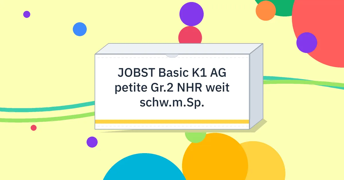 Symbolbild: Packung mit der Aufschrift JOBST Basic K1 AG petite Gr.2 NHR weit schw.m.Sp. (PZN 15309714) – Verfügbarkeit und Bezug in Apotheken in Frankfurt am Main