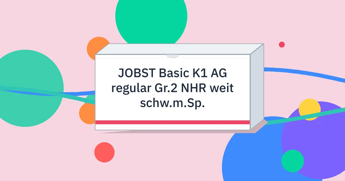 Symbolbild: Packung mit der Aufschrift JOBST Basic K1 AG regular Gr.2 NHR weit schw.m.Sp. (PZN 15310031) – Verfügbarkeit und Bezug in Apotheken in Frankfurt am Main