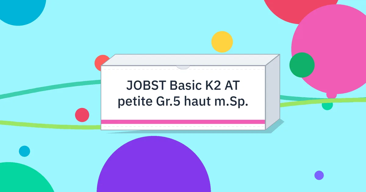 Symbolbild: Packung mit der Aufschrift JOBST Basic K2 AT petite Gr.5 haut m.Sp. (PZN 13060475) – Verfügbarkeit und Bezug in Apotheken in Frankfurt am Main