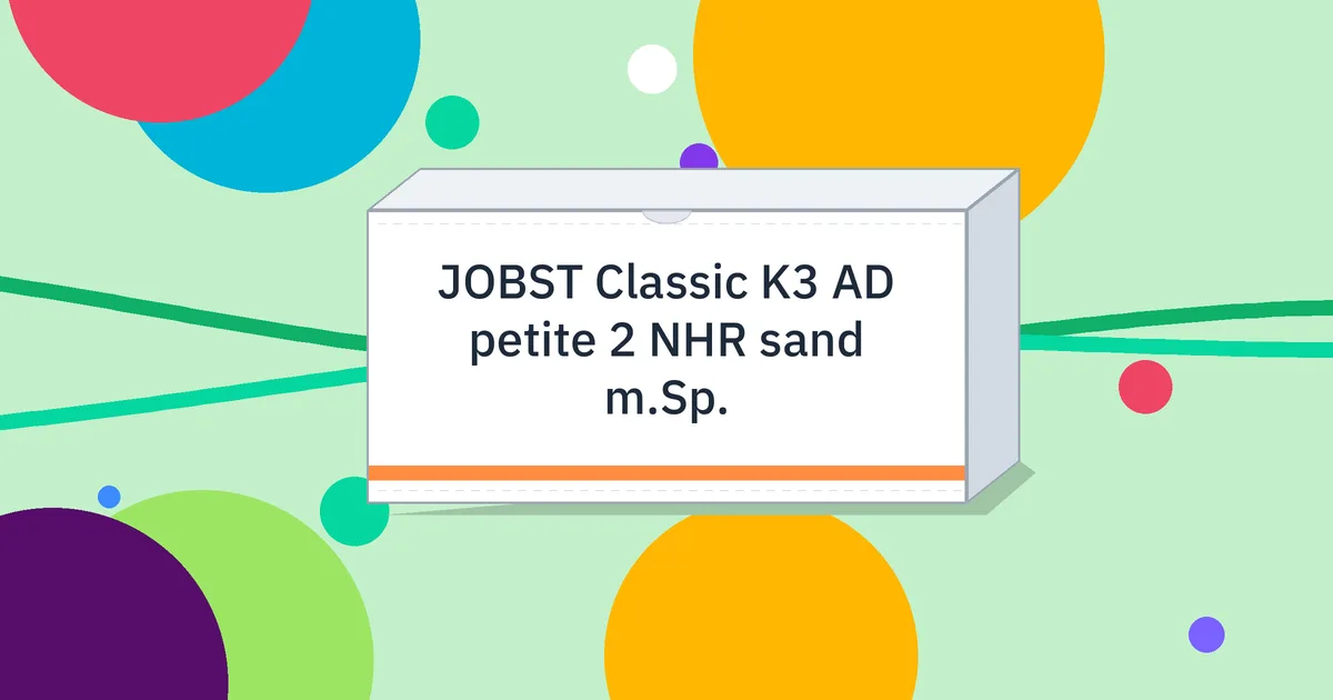 Symbolbild: Packung mit der Aufschrift JOBST Classic K3 AD petite 2 NHR sand m.Sp. (PZN 13069878) – Verfügbarkeit und Bezug in Apotheken in Frankfurt am Main