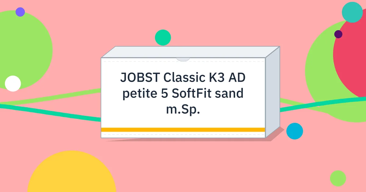 Symbolbild: Packung mit der Aufschrift JOBST Classic K3 AD petite 5 SoftFit sand m.Sp. (PZN 14223382) – Verfügbarkeit und Bezug in Apotheken in Frankfurt am Main