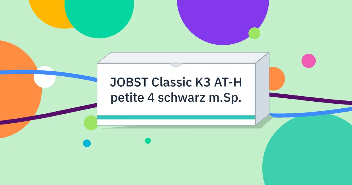 Symbolbild: Packung mit der Aufschrift JOBST Classic K3 AT-H petite 4 schwarz m.Sp. (PZN 13076826) – Verfügbarkeit und Bezug in Apotheken in Frankfurt am Main