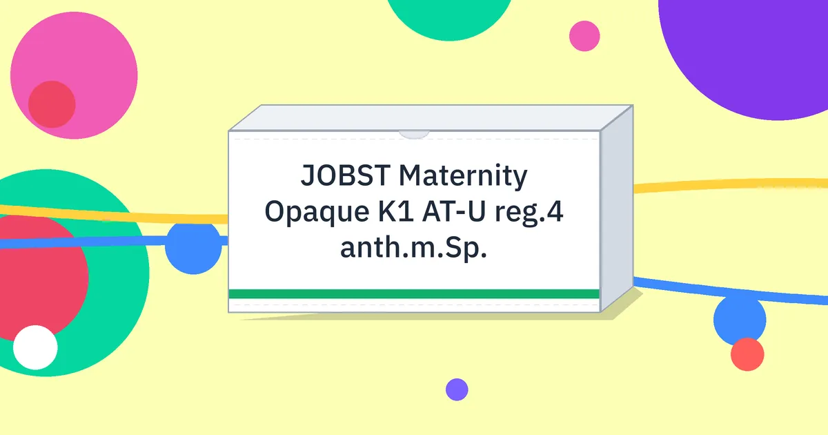 Symbolbild: Packung mit der Aufschrift JOBST Maternity Opaque K1 AT-U reg.4 anth.m.Sp. (PZN 15855279) – Verfügbarkeit und Bezug in Apotheken in Frankfurt am Main