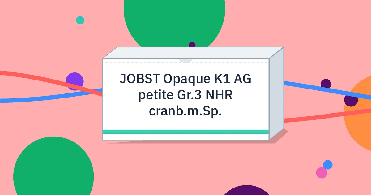 Symbolbild: Packung mit der Aufschrift JOBST Opaque K1 AG petite Gr.3 NHR cranb.m.Sp. (PZN 13084406) – Verfügbarkeit und Bezug in Apotheken in Frankfurt am Main