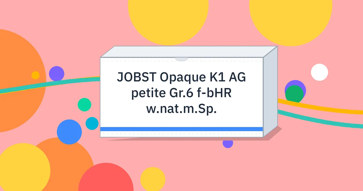 Symbolbild: Packung mit der Aufschrift JOBST Opaque K1 AG petite Gr.6 f-bHR w.nat.m.Sp. (PZN 13084085) – Verfügbarkeit und Bezug in Apotheken in Frankfurt am Main