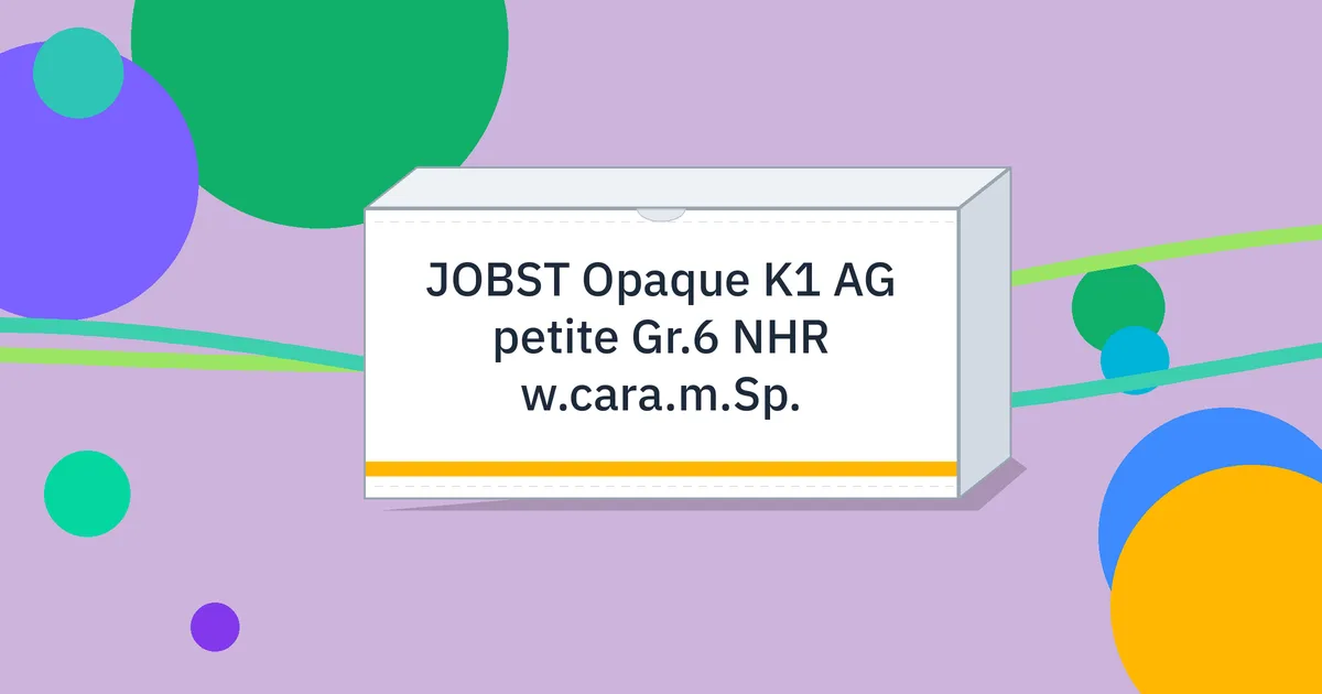 Symbolbild: Packung mit der Aufschrift JOBST Opaque K1 AG petite Gr.6 NHR w.cara.m.Sp. (PZN 13084895) – Verfügbarkeit und Bezug in Apotheken in Frankfurt am Main