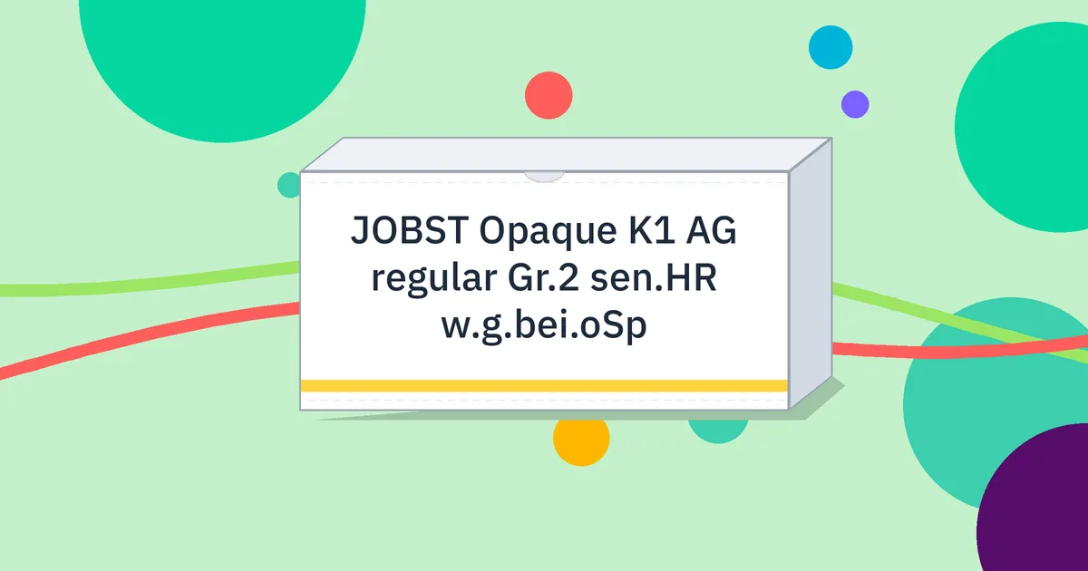 Symbolbild: Packung mit der Aufschrift JOBST Opaque K1 AG regular Gr.2 sen.HR w.g.bei.oSp (PZN 16265858) – Verfügbarkeit und Bezug in Apotheken in Frankfurt am Main