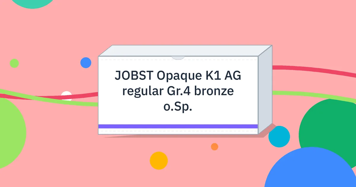 Symbolbild: Packung mit der Aufschrift JOBST Opaque K1 AG regular Gr.4 bronze o.Sp. (PZN 13094238) – Verfügbarkeit und Bezug in Apotheken in Frankfurt am Main