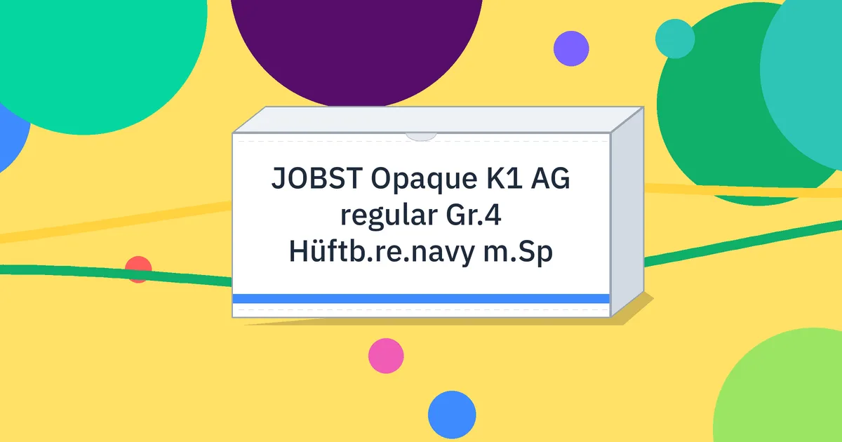 Symbolbild: Packung mit der Aufschrift JOBST Opaque K1 AG regular Gr.4 Hüftb.re.navy m.Sp (PZN 13101211) – Verfügbarkeit und Bezug in Apotheken in Frankfurt am Main