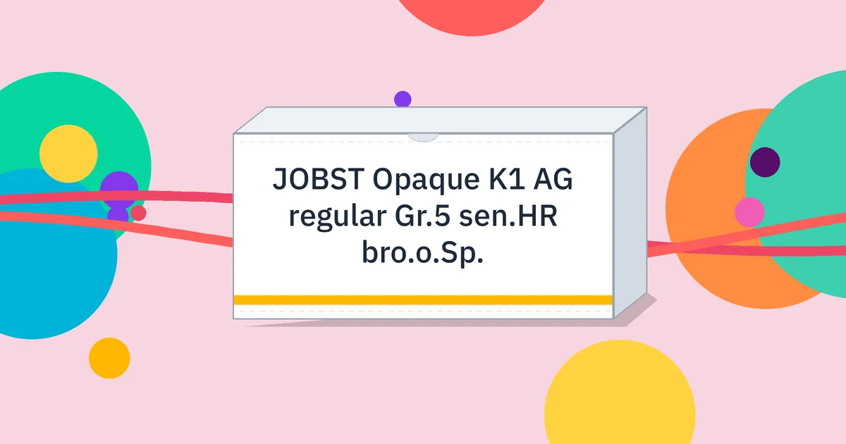 Symbolbild: Packung mit der Aufschrift JOBST Opaque K1 AG regular Gr.5 sen.HR bro.o.Sp. (PZN 13095887) – Verfügbarkeit und Bezug in Apotheken in Frankfurt am Main