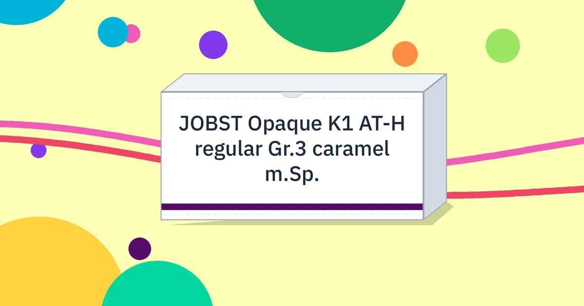 Symbolbild: Packung mit der Aufschrift JOBST Opaque K1 AT-H regular Gr.3 caramel m.Sp. (PZN 13105232) – Verfügbarkeit und Bezug in Apotheken in Frankfurt am Main