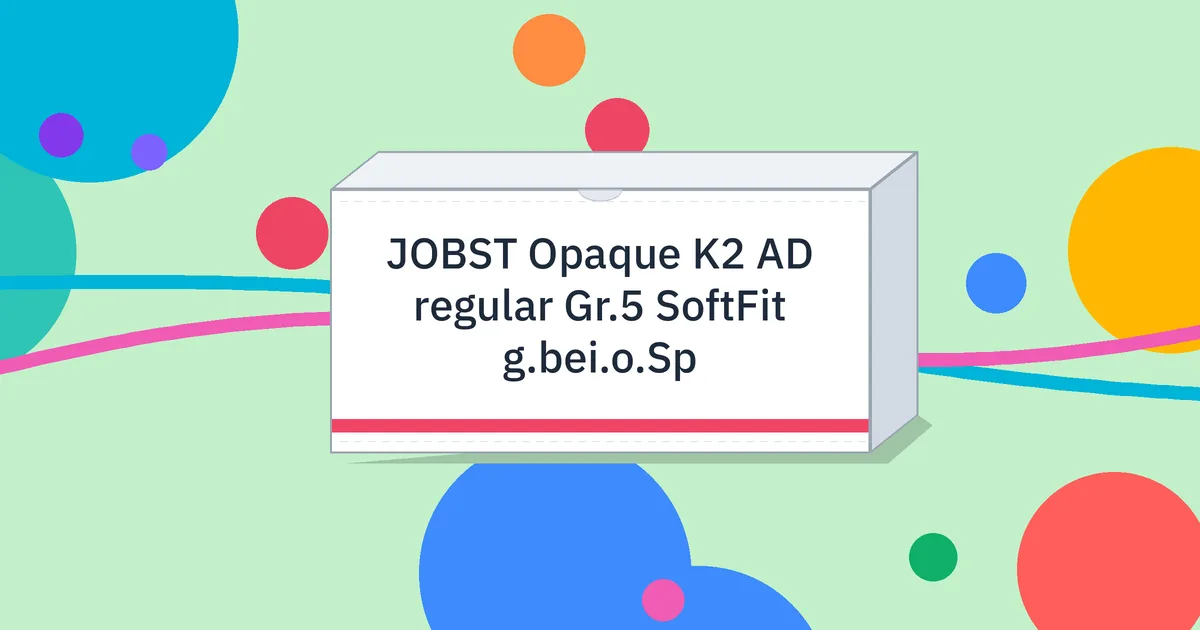 Symbolbild: Packung mit der Aufschrift JOBST Opaque K2 AD regular Gr.5 SoftFit g.bei.o.Sp (PZN 16277643) – Verfügbarkeit und Bezug in Apotheken in Frankfurt am Main