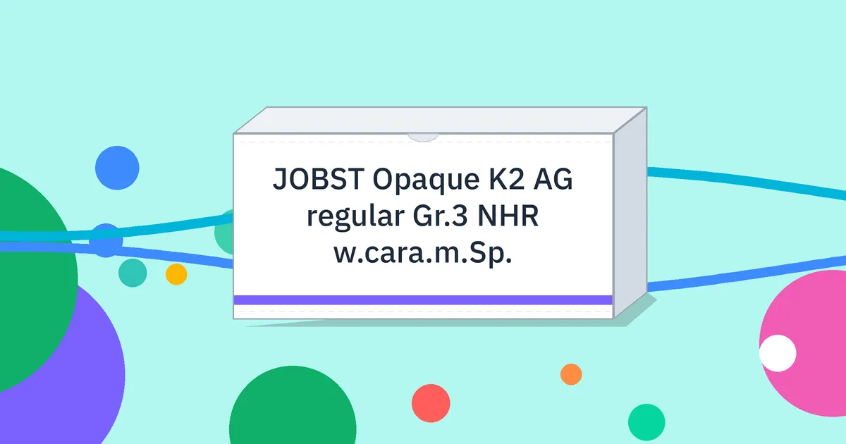 Symbolbild: Packung mit der Aufschrift JOBST Opaque K2 AG regular Gr.3 NHR w.cara.m.Sp. (PZN 11253566) – Verfügbarkeit und Bezug in Apotheken in Frankfurt am Main