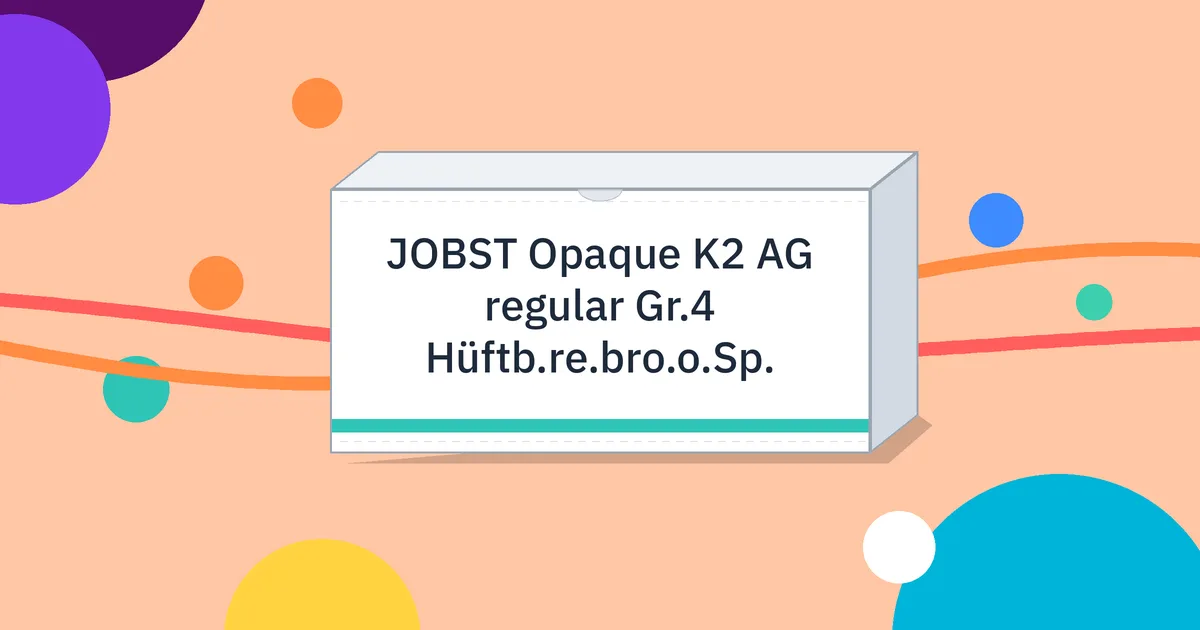 Symbolbild: Packung mit der Aufschrift JOBST Opaque K2 AG regular Gr.4 Hüftb.re.bro.o.Sp. (PZN 13117488) – Verfügbarkeit und Bezug in Apotheken in Frankfurt am Main