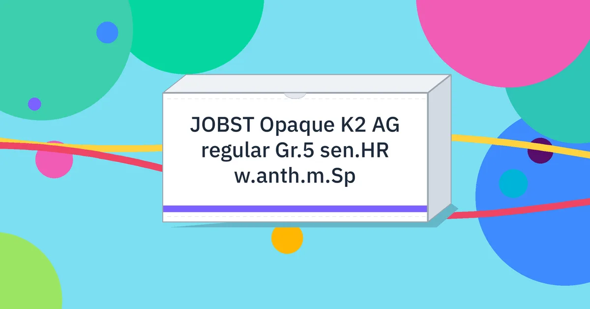 Symbolbild: Packung mit der Aufschrift JOBST Opaque K2 AG regular Gr.5 sen.HR w.anth.m.Sp (PZN 16279932) – Verfügbarkeit und Bezug in Apotheken in Frankfurt am Main